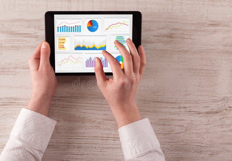 Hand Making Reports on Tablet Stock Image - Image of increase, digital ...