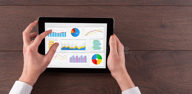 Hand Making Reports on Tablet Stock Photo - Image of economy, digital ...