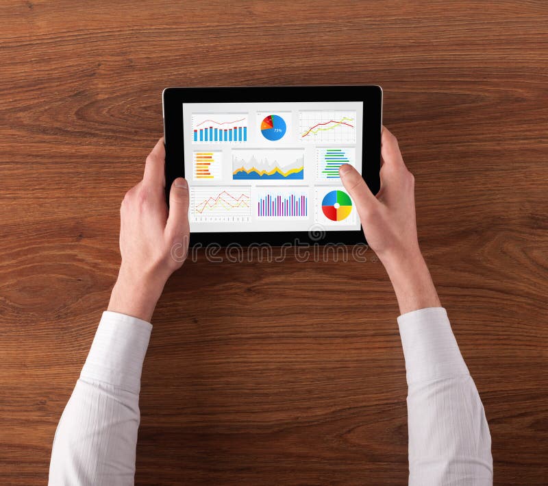 Hand Making Reports on Tablet Stock Photo - Image of hand, economy ...