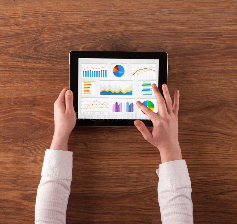 Hand Making Reports on Tablet Stock Photo - Image of hands, financial ...
