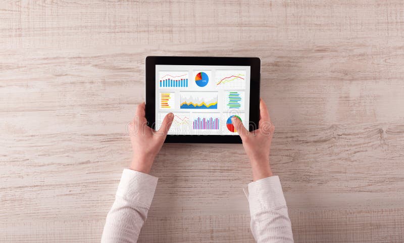 Hand Making Reports on Tablet Stock Image - Image of businessperson ...