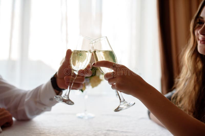 Hand Making Toast with Glass Stock Photo - Image of glass, champagne ...