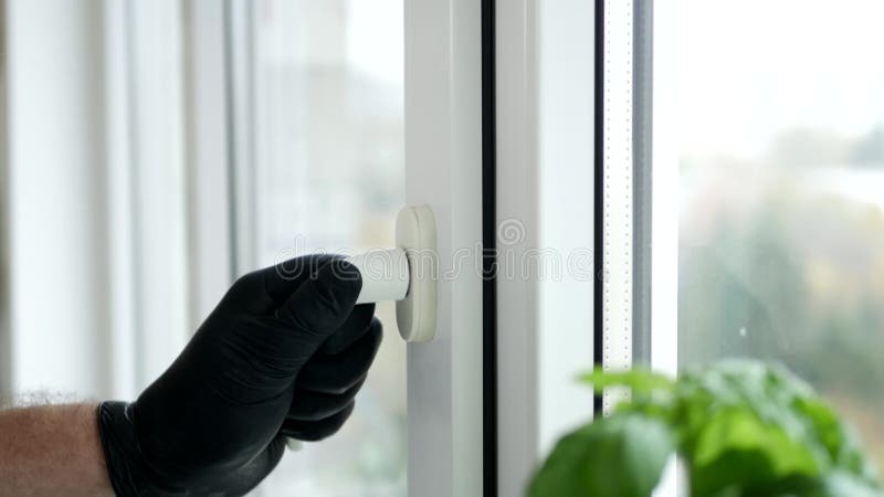 Hand of a Man Closing a Window from the Office Stock Video - Video of ...