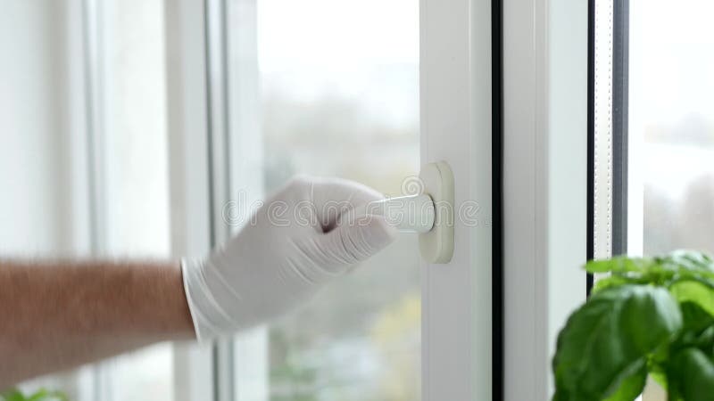 Hand of a Man Closing a Window from the Office Stock Video - Video of ...