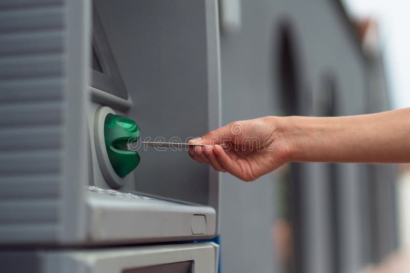 Hand with Credit Card, Using a ATM Stock Photo - Image of caucasian ...