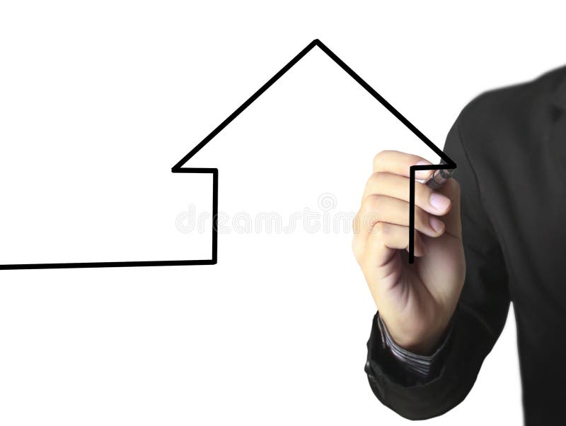 Hand drawing house stock image. Image of sketch, people - 118683623