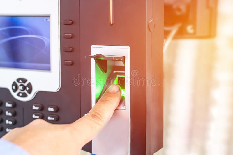 Hand a Man Finger Scan on Machine Stock Image - Image of button, access ...