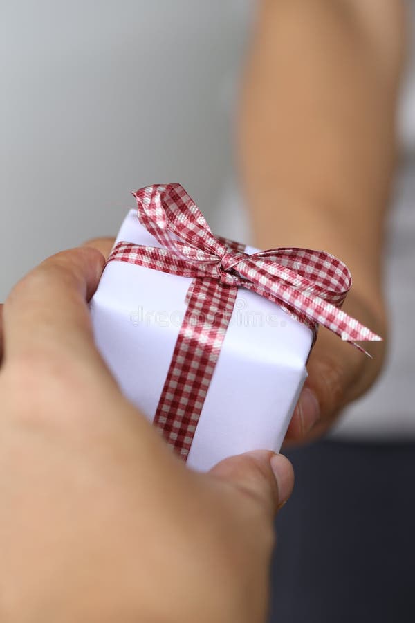 Hand of Man Giving a Gift Box. Stock Image - Image of object, send ...