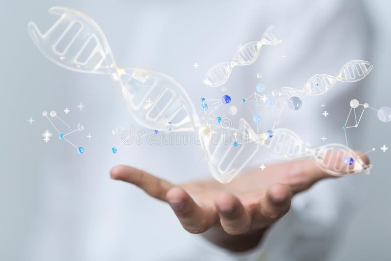 Hand of a Man Holding a DNA Figure and a Blurred Background Stock Image ...