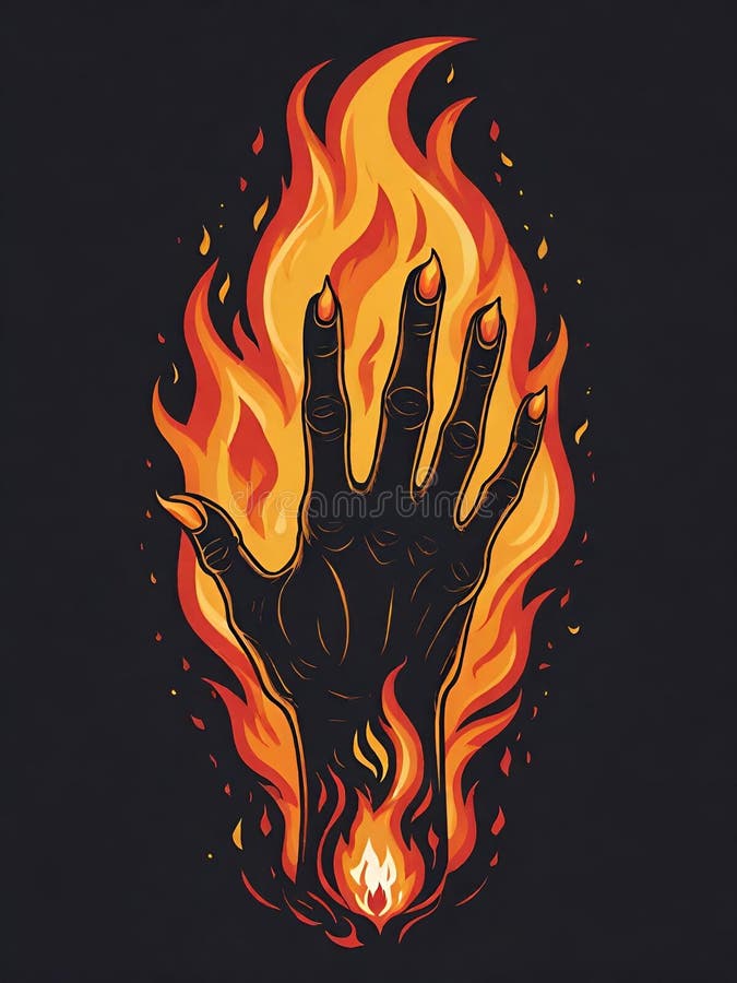 Hand of man holding fire stock illustration. Illustration of abstract ...