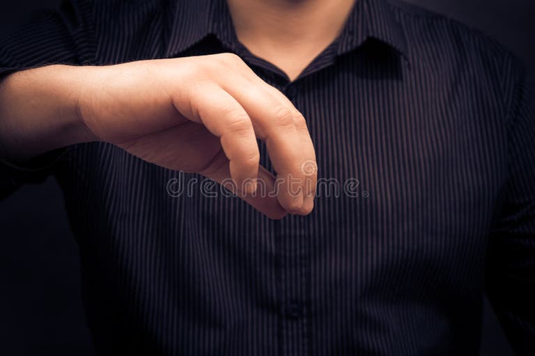 Hand Man Holding Gadget Something Disgusting Stock Photo - Image of ...