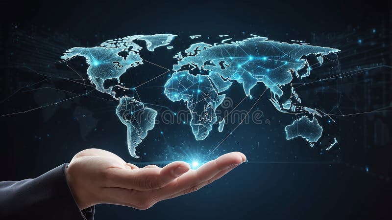 Hand Man Holding of Global Cybersecurity Network Connection, Protecting Data from Cyber Threats ...