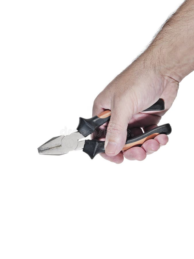 Hand of Man Holding Punching Pliers Stock Photo - Image of handicraft ...