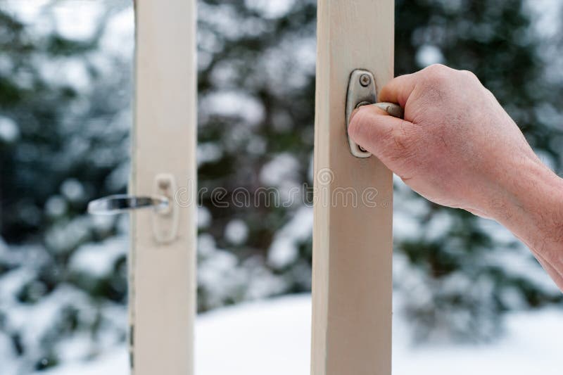 Hand of Man Opens a Wooden Windows Stock Photo - Image of objects ...
