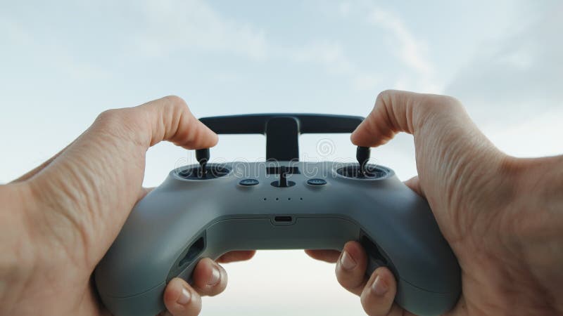 Hand of a Man Pilot the Sport Fpv Drone with Remote Controller Stock ...