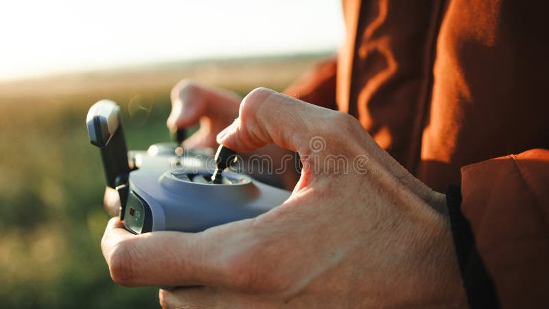 Hand of a Man Pilot the Sport Fpv Drone with Remote Controller Stock ...