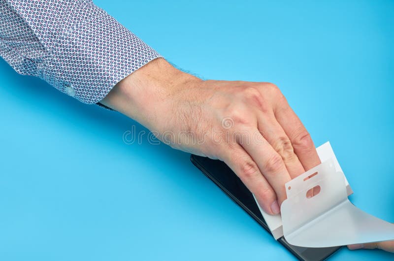 The Man Replacing the Broken Tempered Glass Screen Protector for ...