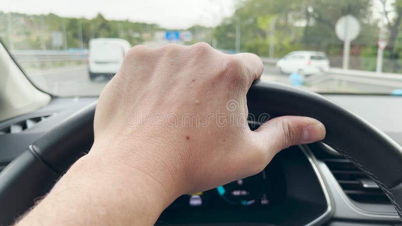 Hand of a Man while Driving a Car Stock Video - Video of interior ...