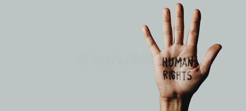 Text Human Rights in the Palm, Web Banner Stock Image - Image of ...