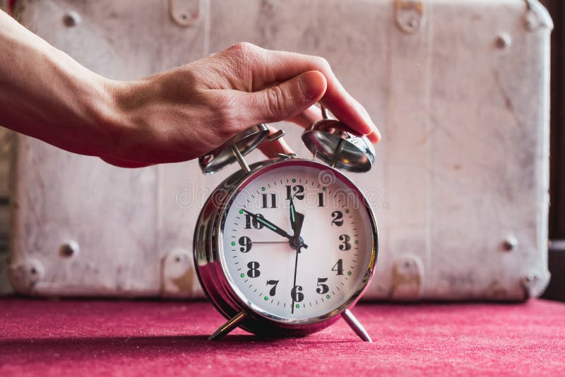 Hand Man Turns Off the Alarm Clock, Awakening Stock Photo - Image of ...