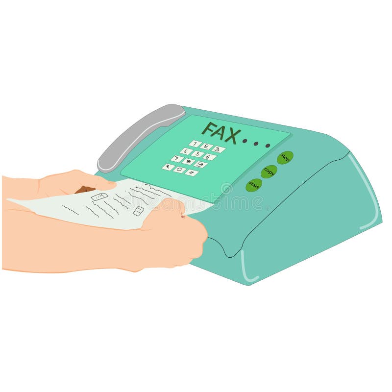Hand Man are Using a Fax Machine Stock Vector - Illustration of ...