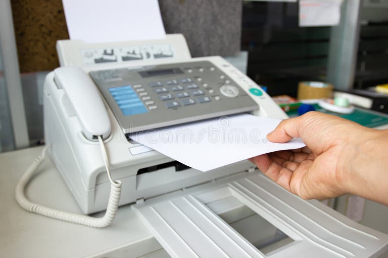 Hand Man are Using a Fax Machine Stock Image - Image of person, laser ...
