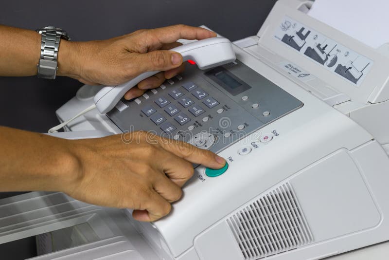 Hand Man are Using a Fax Machine Stock Photo - Image of hand, button ...