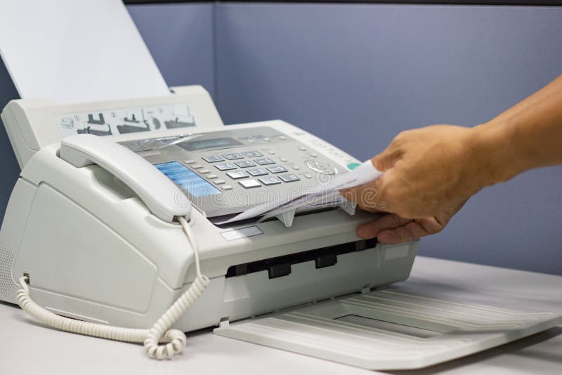 Hand Man are Using a Fax Machine in the Office Stock Image - Image of ...