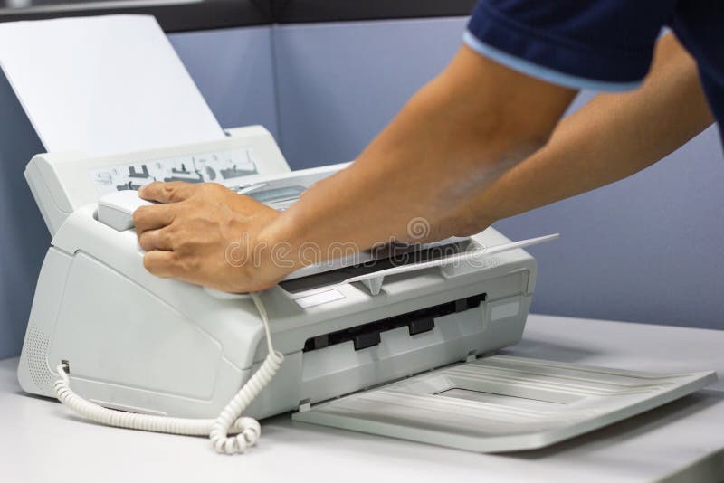 Hand Man are Using a Fax Machine in the Office Stock Photo - Image of ...