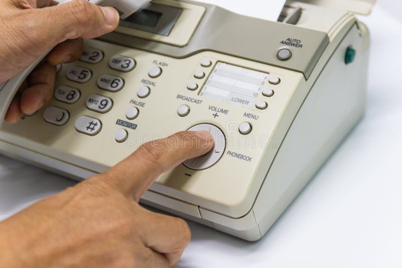 Hand Man are Using a Fax Machine in the Office Stock Image - Image of ...