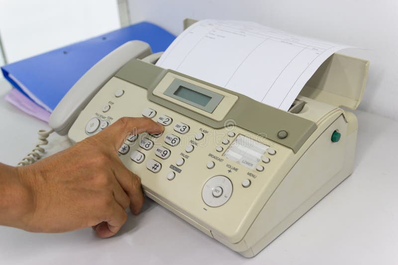 Hand Man are Using a Fax Machine in the Office Stock Photo - Image of ...