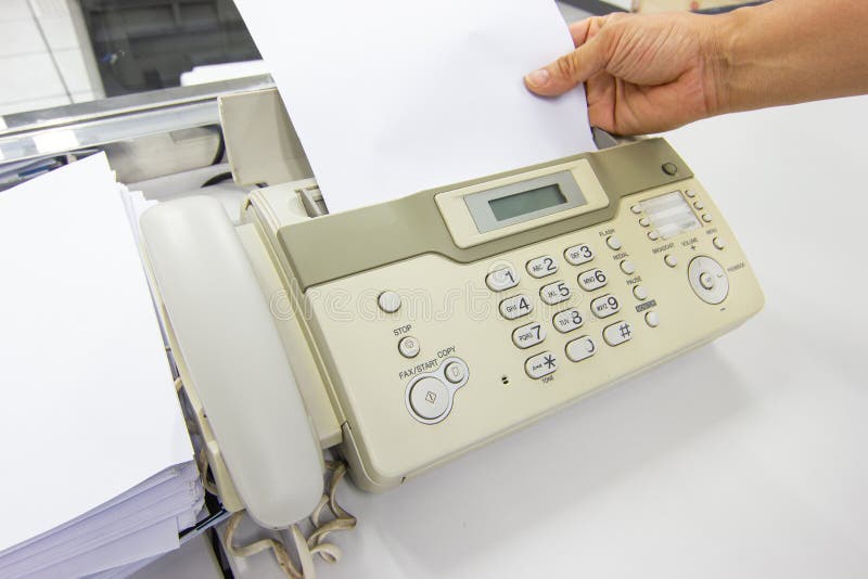 Hand Man are Using a Fax Machine in the Office Stock Photo - Image of ...