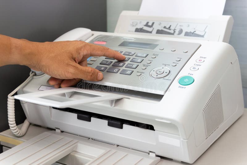 Hand Man are Using a Fax Machine in the Office Stock Photo - Image of ...