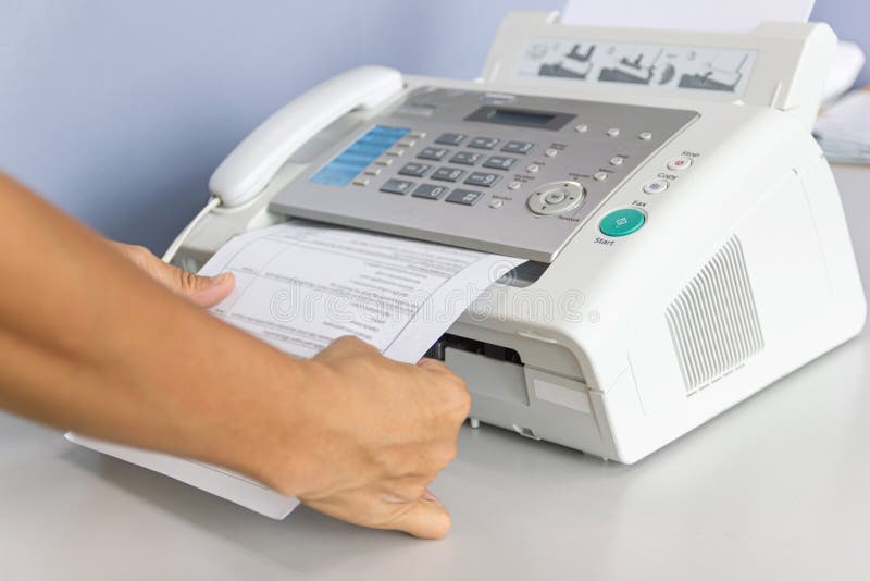 Hand Man are Using a Fax Machine in the Office Stock Photo - Image of ...