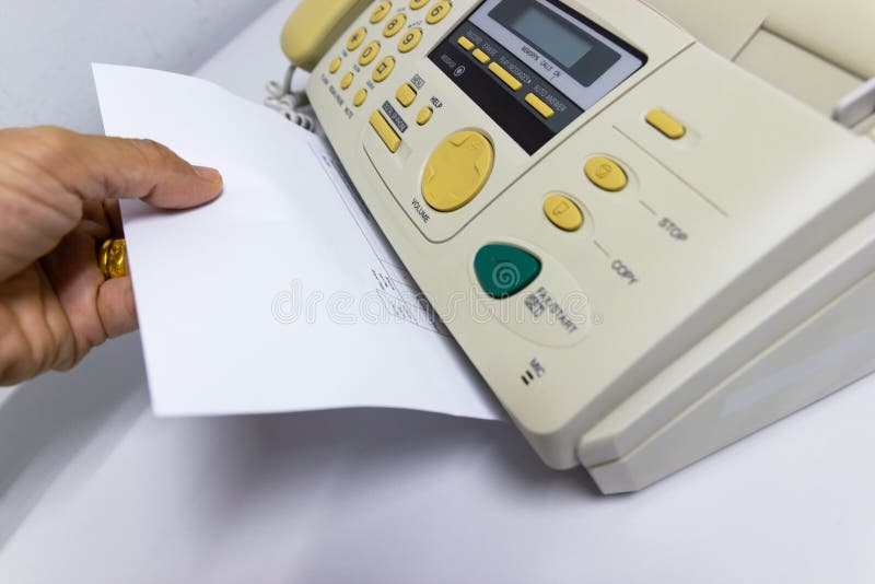 Hand Man are Using a Fax Machine Stock Photo - Image of photocopier ...