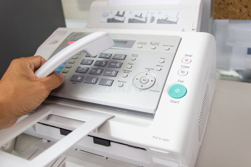 Hand Man are Using a Fax Machine in the Office Stock Photo - Image of ...