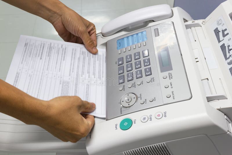 Hand Man are Using a Fax Machine in the Office Stock Image - Image of ...