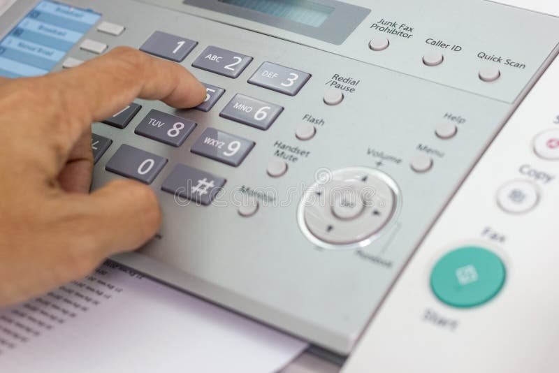 Hand Man are Using a Fax Machine in the Office Stock Image - Image of ...