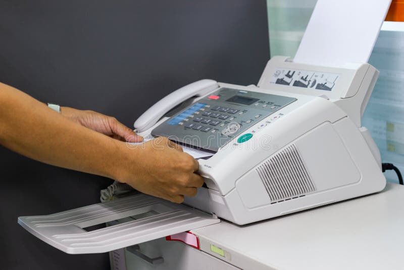 Hand Man are Using a Fax Machine in the Office Stock Photo - Image of ...
