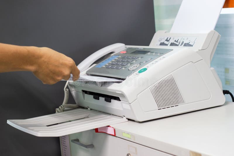 Hand Man are Using a Fax Machine in the Office Stock Photo - Image of ...