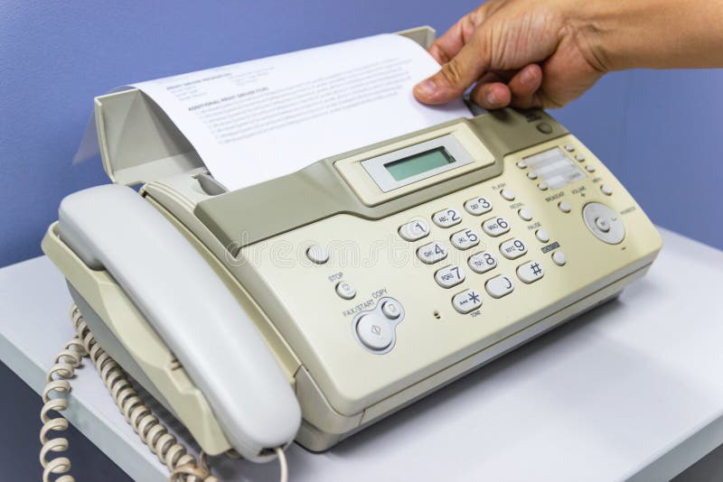 Hand Man are Using a Fax Machine in the Office Stock Image - Image of ...