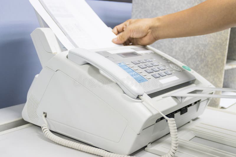 Hand Man are Using a Fax Machine in the Office Stock Photo - Image of ...