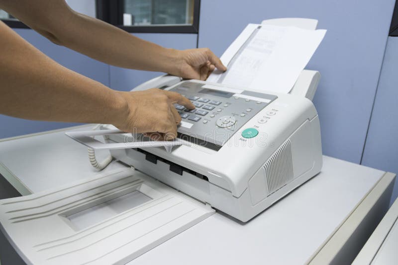 Hand Man are Using a Fax Machine in the Office Stock Photo - Image of ...