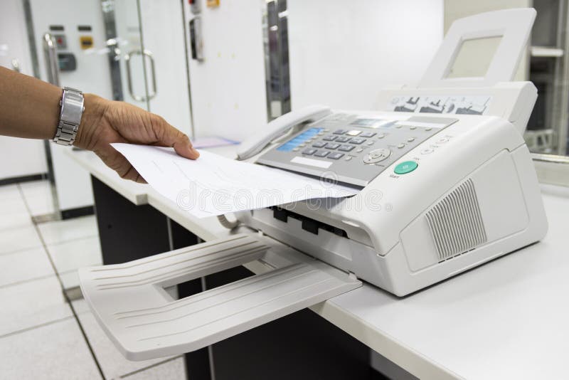 Hand Man are Using a Fax Machine in the Office Stock Image - Image of ...