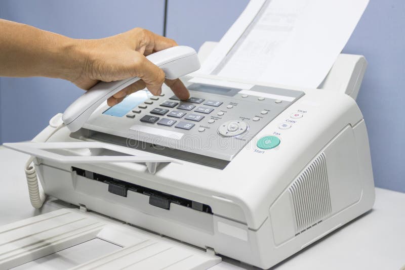 Hand Man are Using a Fax Machine in the Office Stock Photo - Image of ...