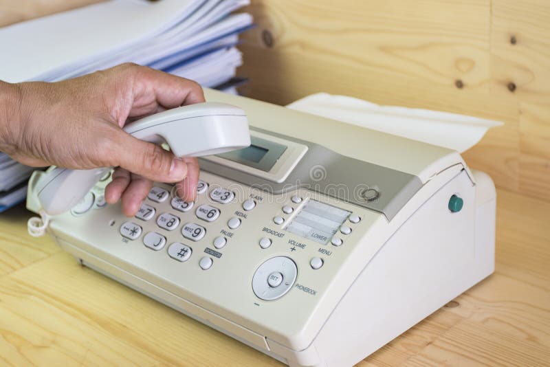 Hand Man are Using a Fax Machine in the Office Stock Photo - Image of ...