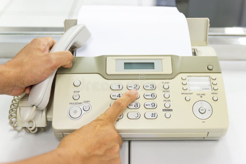 Hand Man are Using a Fax Machine in the Office Stock Photo - Image of ...