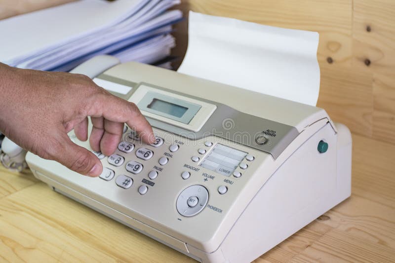 Hand Man are Using a Fax Machine in the Office Stock Image - Image of ...