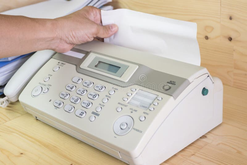 Hand Man are Using a Fax Machine in the Office Stock Photo - Image of ...