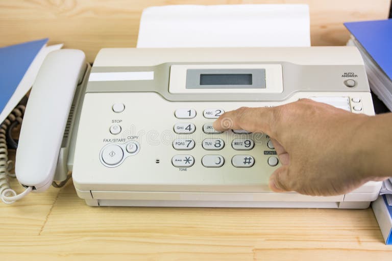 Hand Man are Using a Fax Machine in the Office Stock Photo - Image of ...